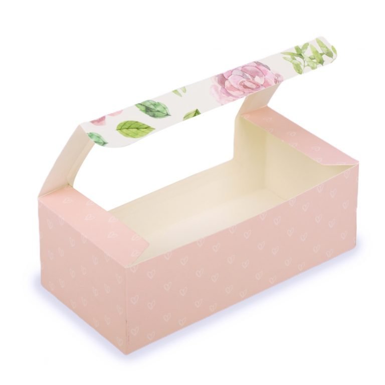 LOAF CAKE / COOKIE BOX – PINK FLORAL (8’X4’X3′) (Pack of 8) - Chic a Choc