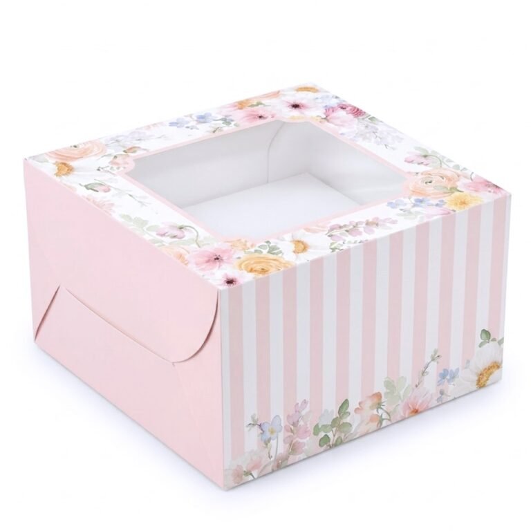 Cake Box for 0.5 to 1KG – 8x8x5 Inch – Peachy Pink Floral – Premium 350 ...